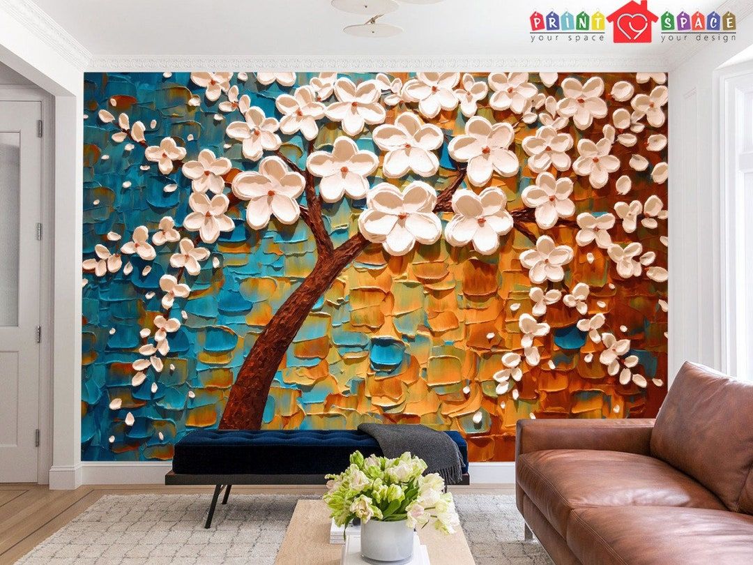 3 D Abstract Watercolor Tree Wallpaper Botanical Wallpaper Etsy — Postimages