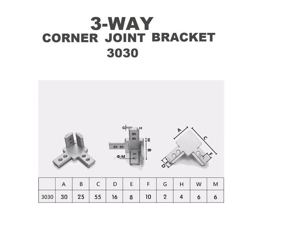 4Set 20x20x20mm 3-Way Corner Bracket Cube 3030 Series Aluminum Profile...