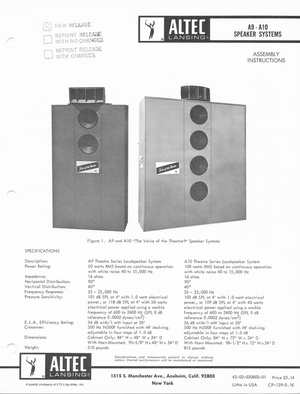 The Altec Lansing Voice of the Theatre Thread | Steve Hoffman Music Forums