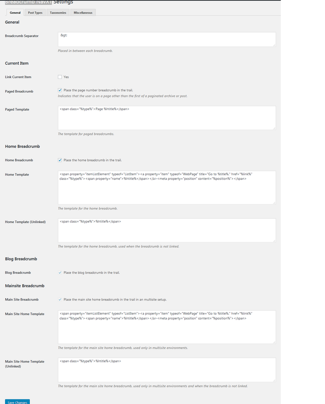 Breadcrumb Nav XT General settings — Postimages