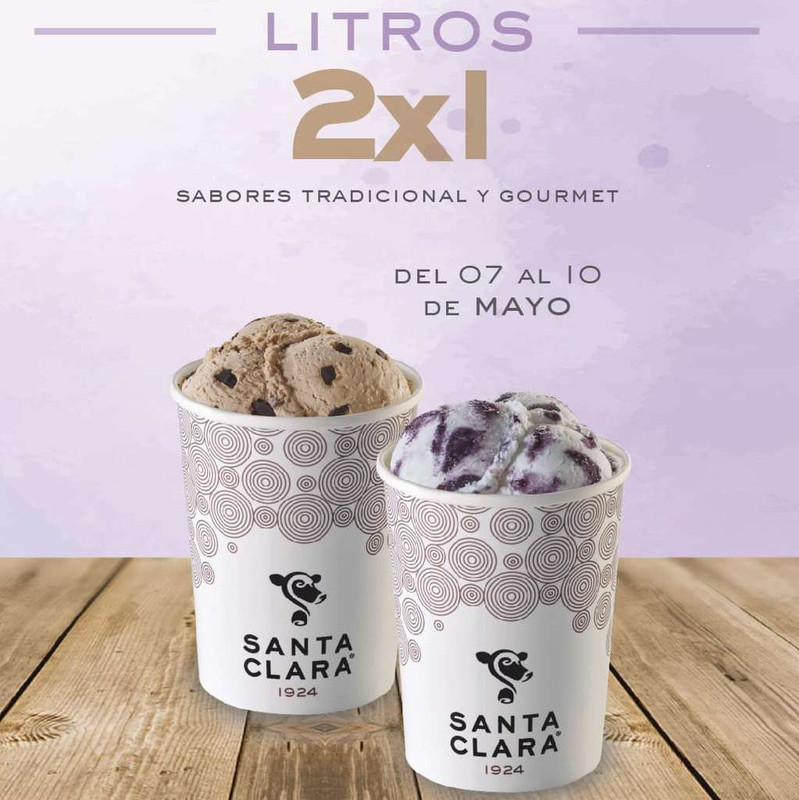 Santa Clara 2x1 en Litros de Helado Tradicional y Gourmet (del 7 al 10 ...