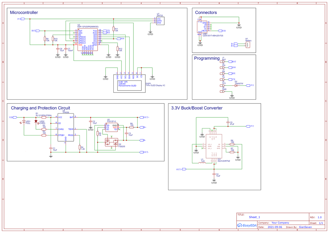 Schematic for a personal project I want to print a PCB of, everything ...