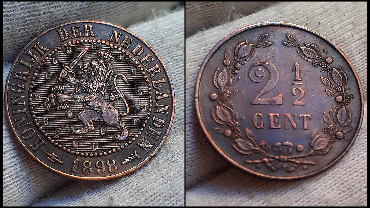 ¡El XIX! 2½ Cents de 1898. Países Bajos.
