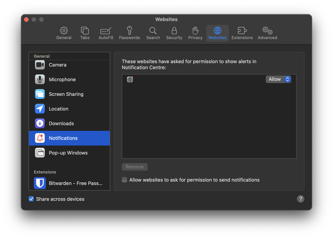 Removing Fake Virus Notification From Safari Website Preference Doesnt