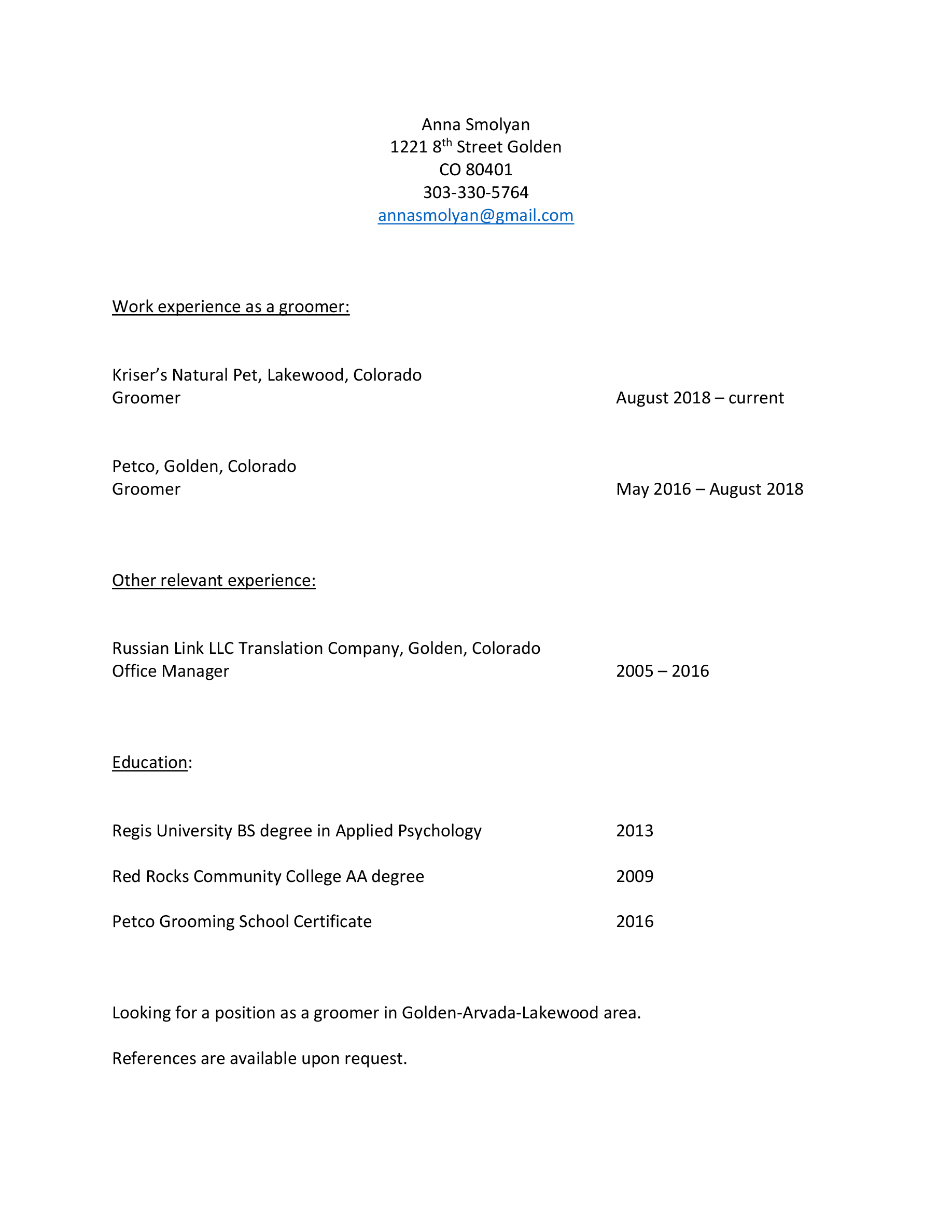 AS resume — Postimages