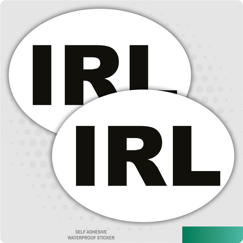 2 x IRL - Ireland Car Stickers, White Oval Flag, Car, Van Decal Sticker ...