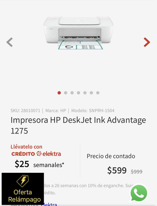 Elektra: Impresora HP DeskJet Ink Advantage 1275