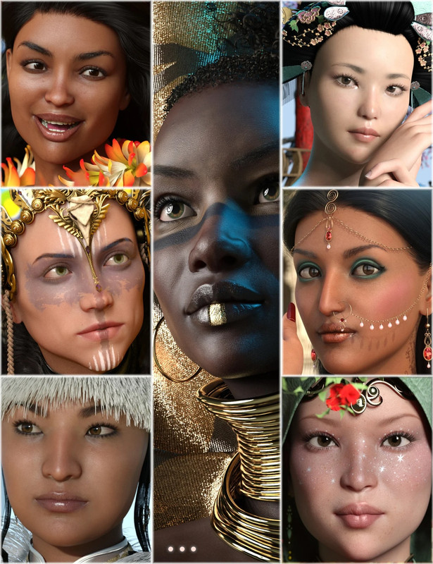 GHD Around The World - 10 Plus 6 Faces For Genesis 8 And 8.1 Female ...
