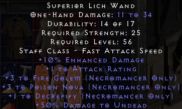Sup Lich Wand+3 Poison Nova +3 Fire Golem +1decrep - Topic - d2jsp