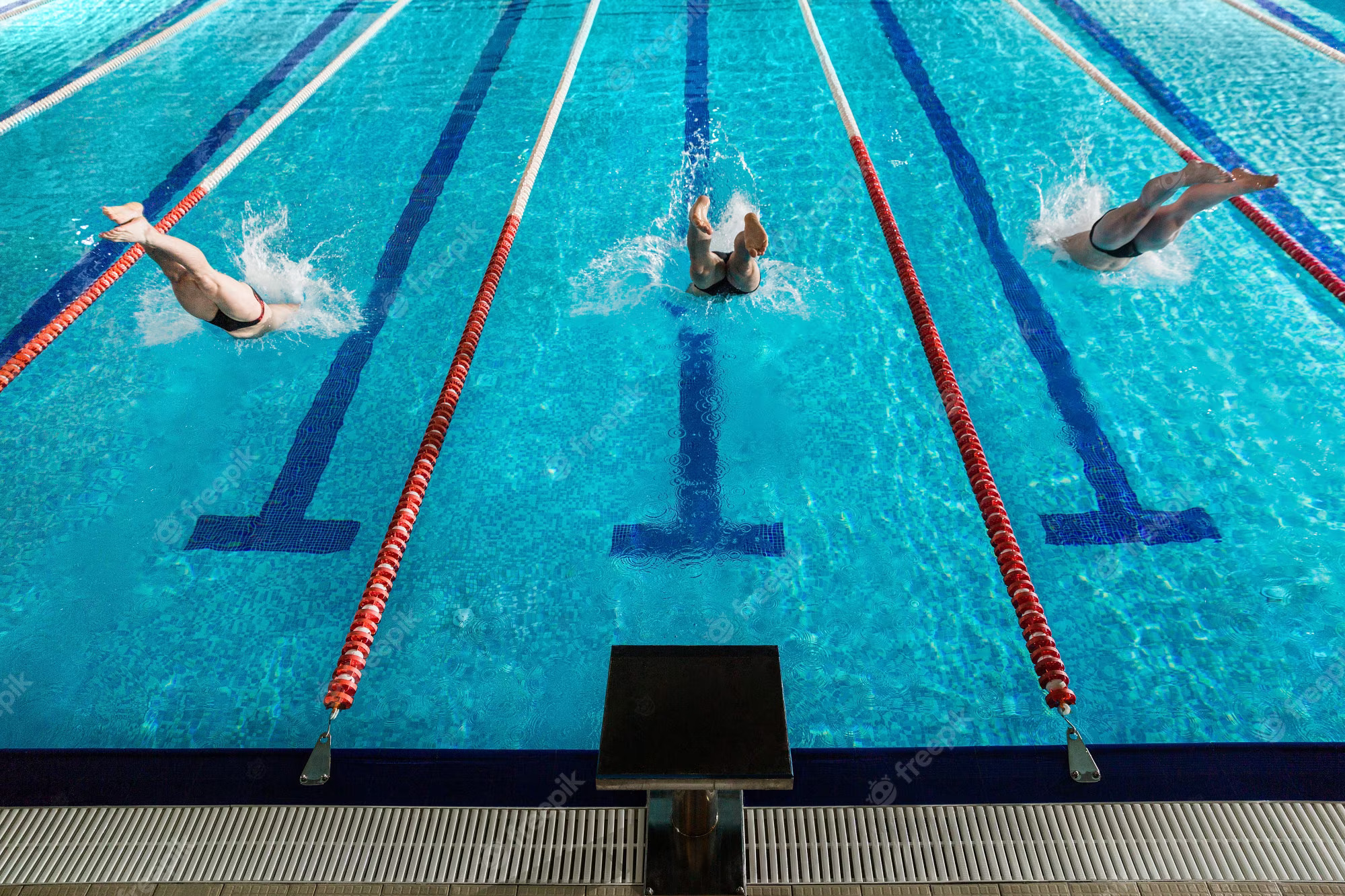 rear view three male swimmers diving into pool 171337 7578 — Postimages