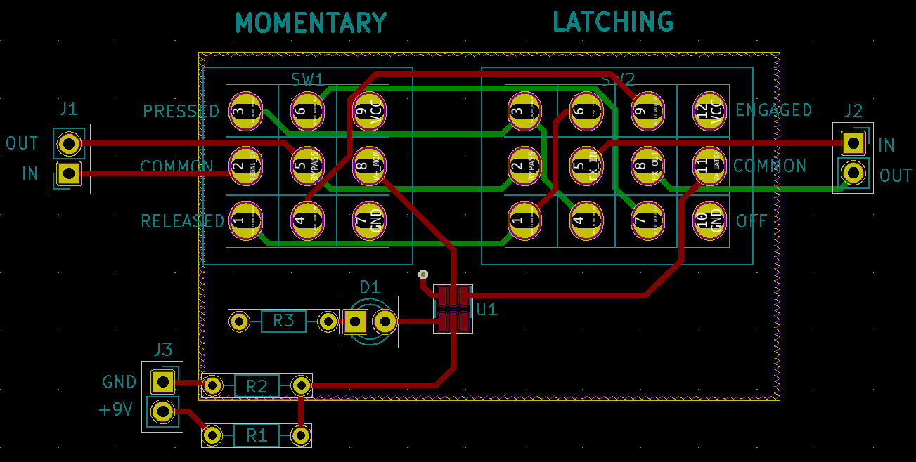 True Bypass Switching with Momentary Toggle and XOR gate driven LED ...