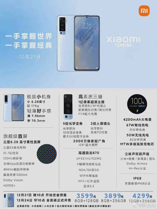 ¿Xiaomi 12 Mini? Así sería el modelo más pequeño de la gama
