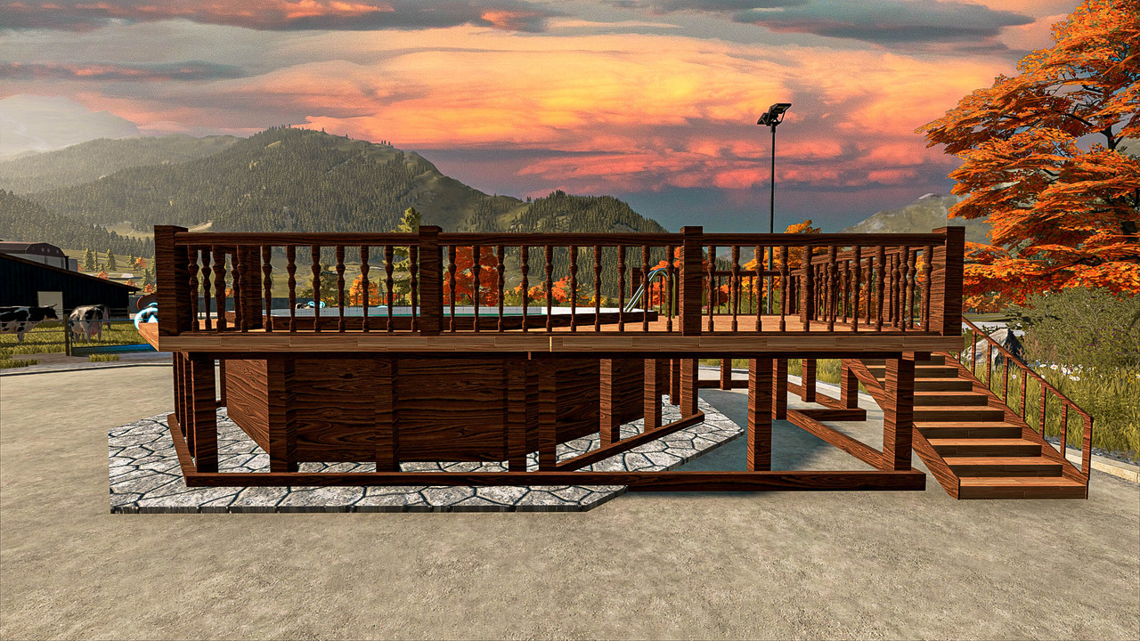 FS22 Wooden Pool Deck - MyGameSteam Mods