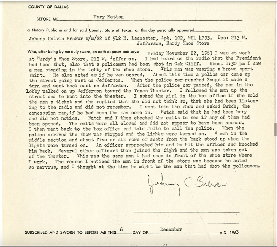 Remembering Johnny Calvin Brewer and LHO - JFK Assassination Debate ...