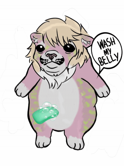 Custom pibble YCH wash my belly gifs :|: Lioden