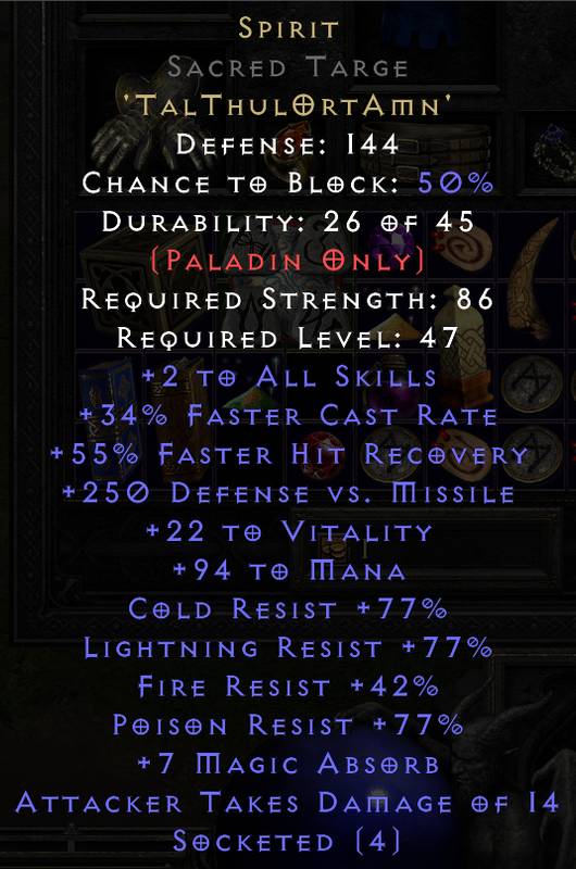 Pally Spirit Base, Occy, Shako - Topic - d2jsp