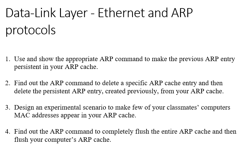 Solved Data Link Layer Ethernet And Arp Protocols 1 Use