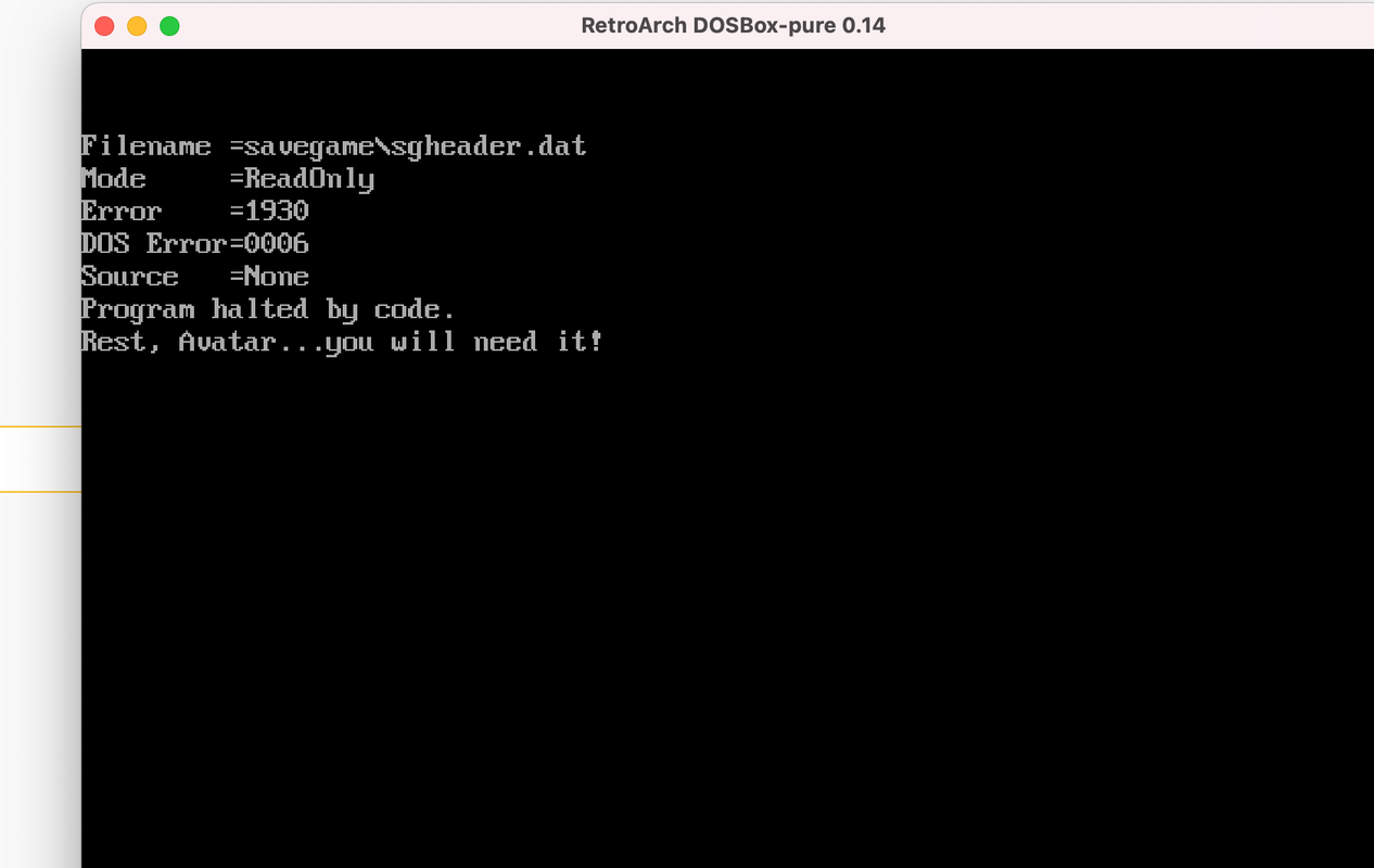 Pagan Ultima VIII Crash on gameplay start Error · Issue #174 · schellingb/dosbox-pure · GitHub
