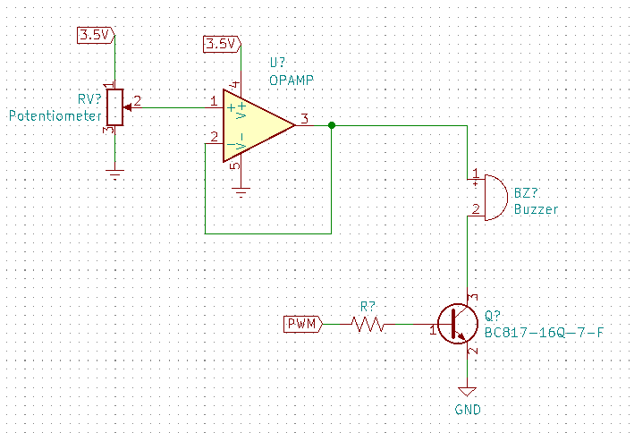 Will there be op-amp (voltage follower) related issues in this variable voltage buzzer circuit ...