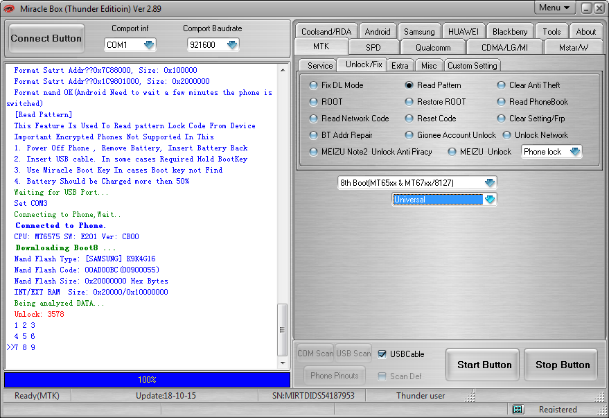 GSM-Forum - Celkon a95 pro read pattern lock success by miracle thunder 2.89