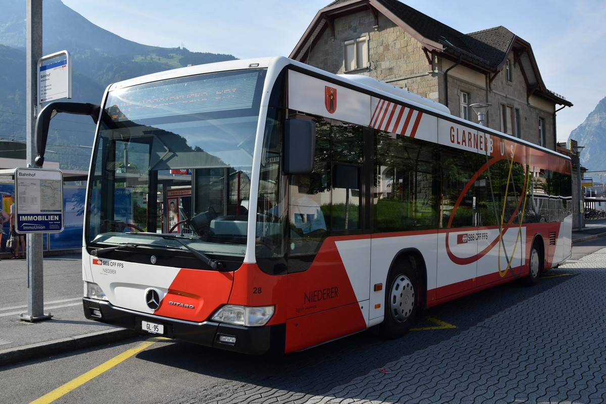 Ostwind Post Auto Glarner Bus Mercedes Benz Citaro Ü II n°28 511 Näfels Mollis Bahnhof (7 ...