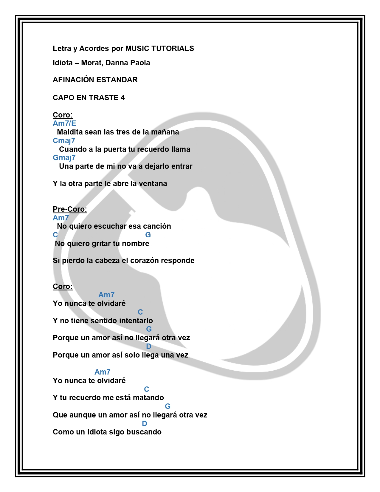 Idiota Mora Danna Paola Letra y Acordes by MUSICTUTORIALS page 0001 — Postimages