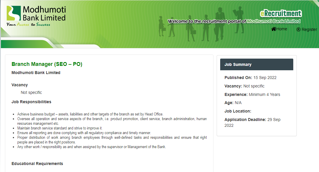 Modhumoti Bank Job Circular 2022- Apply online - bdgovtjobs.com