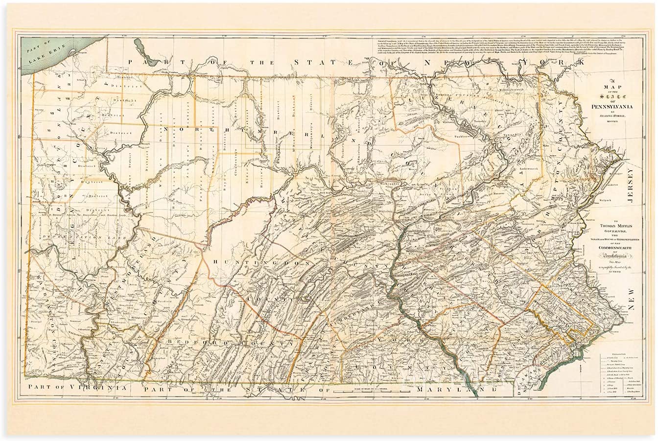 1792 Pennsylvania State Map - Vintage State of Pennsylvania Wall Art ...