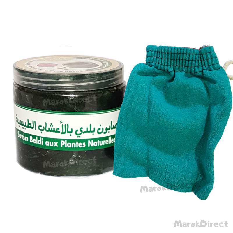 Moroccan Black Beldi Soap Natural Plant Exfoliating Kessa Glove Hamam ...