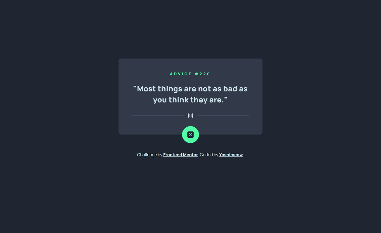 GitHub - yoshi-meow/advice-generator-app-FRONTEND-MENTOR GitHub - yoshi-meow/advice-generator-app-FRONTEND-MENTOR