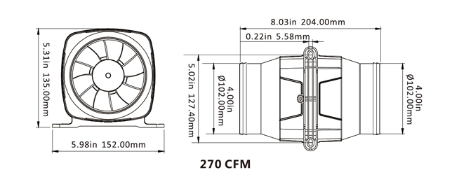 SEAFLO IN LINE BLOWER 12V 4" MARINE BOAT VENTILATION in-line air vent ...