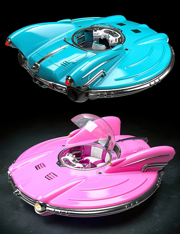 (ON THE BLOG) STF Retro UFO & Texture Pack - Free Daz 3D Models