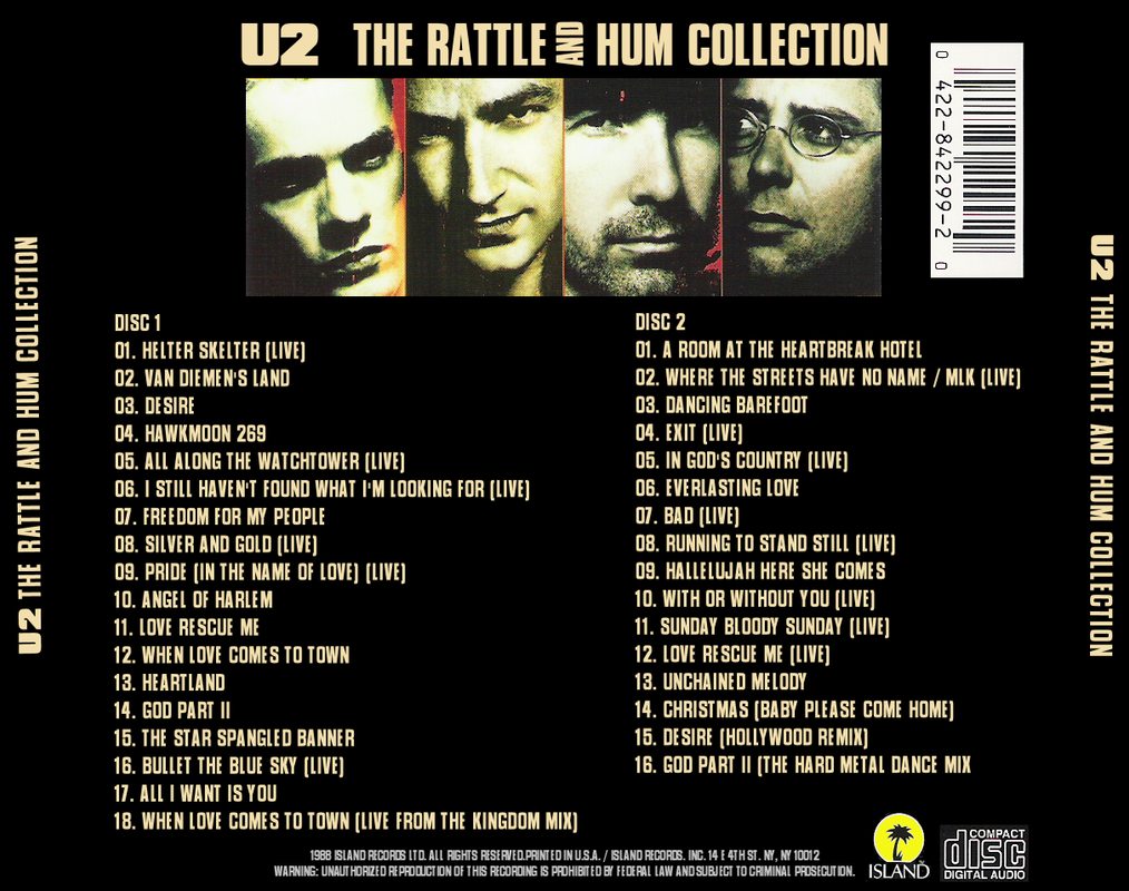U2 Rattle and Hum Collection back — Postimages
