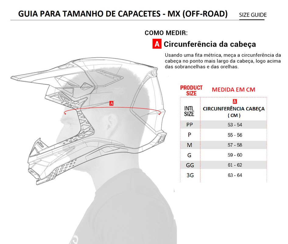 GUIA TAMANHO CAPACETE — Postimages