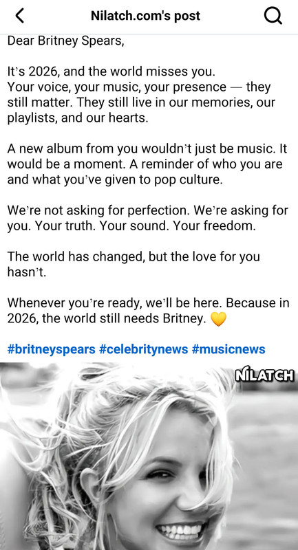 Viral 2026 Heartfelt Britney Letter - Britney Spears - BreatheHeavy ...
