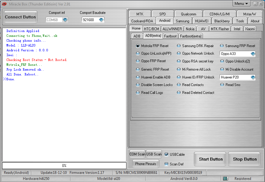 Honor 9N (Honor LLD-AL20) frp unlock SUCCESS WITH MIRACLE THUNDER - GSM ...