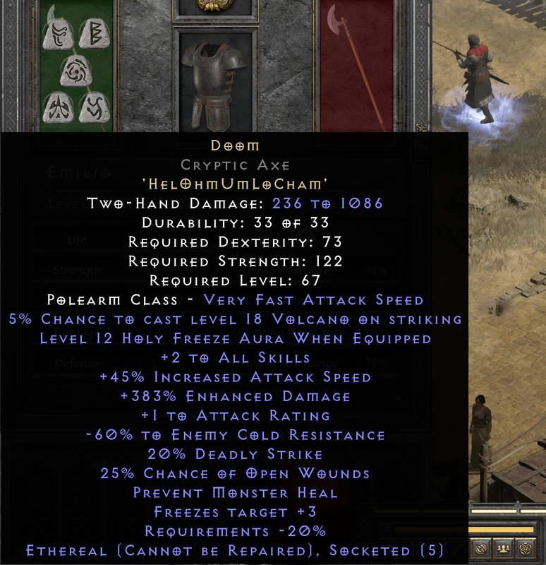 Almost 100% Perf Doom Eth Cryptic Axe ~~~ - Topic - d2jsp