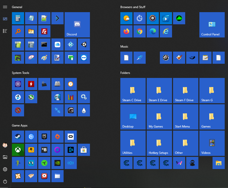 My PC got the 20H2 update like 2 months late so here is my start menu ...