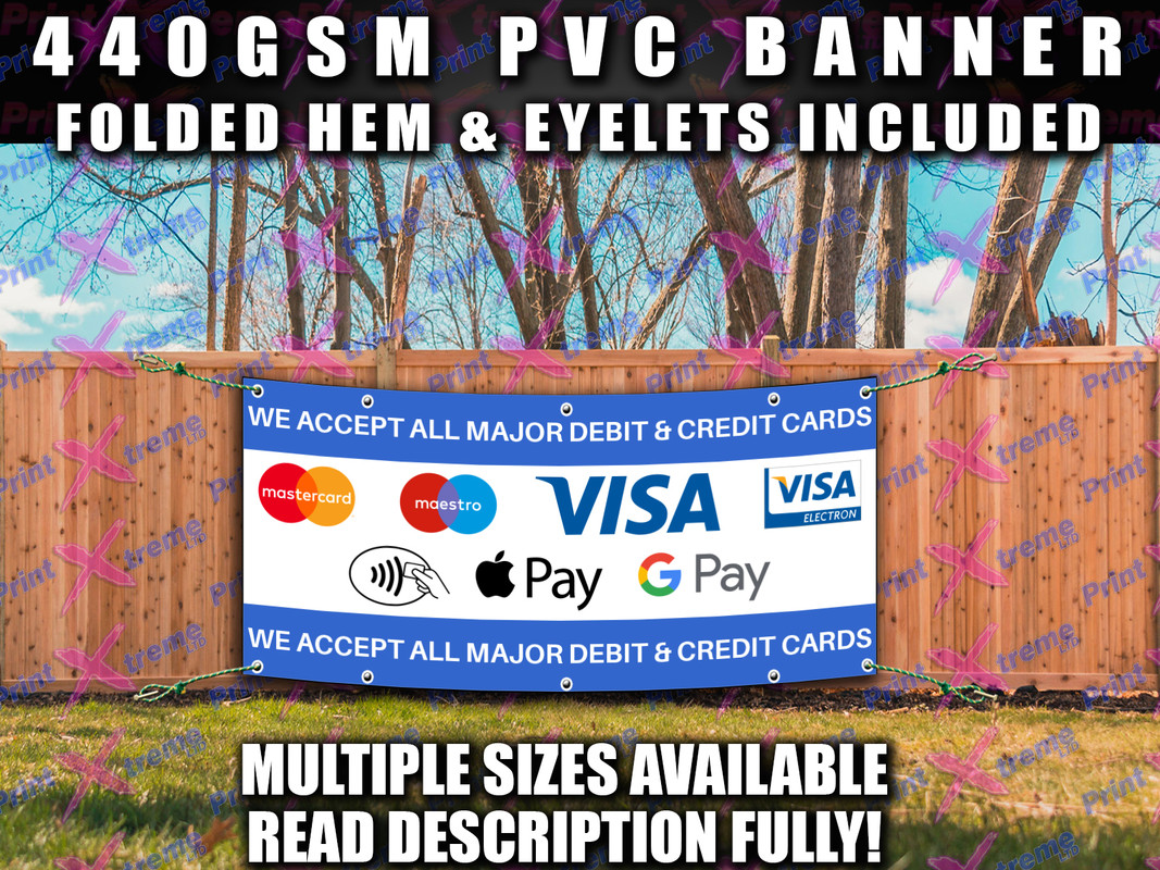 CARDS ACCEPTED HERE BANNER SIGN SIGNS Indoor Outdoor SHOP Cafe MARKET ...