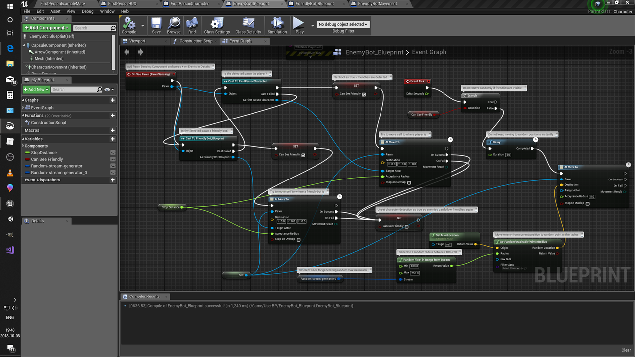 Implementing autonomous movement and non-movement mechanics