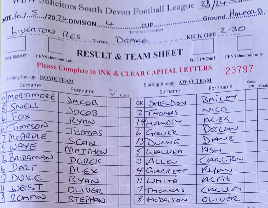 Team sheet — Postimages