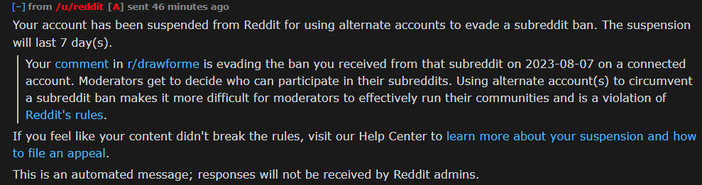 Just got falsely banned from a Sub and Reddit decided to suspend my entire account! : r ...
