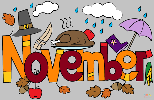 November Coloring Page 1 - Creativeness Archive - Hufflepuff Common Room