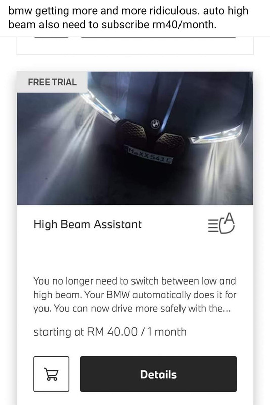 BMW high beam assistant RM40/month