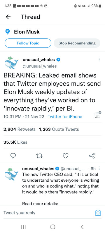 Continuing Horror at Twitter: employees must provide status updates ...