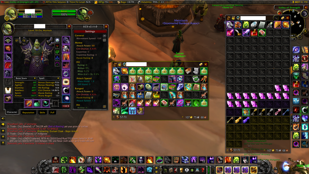 SOLD - Arugal H / Epic 4/5 T4 / Orc Male Warlock 70 / FM 60% / Transfer ...