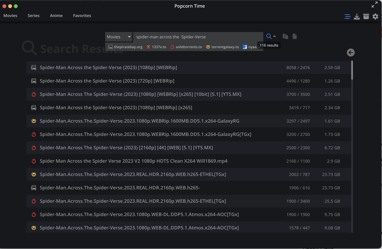 Spider-Man : Across the Spider Verse - error loading data : r/PopCornTimeApp