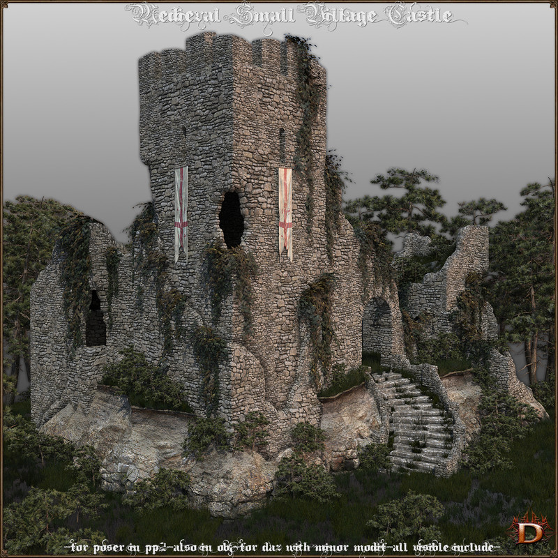 Medieval Small Village Castle - Free Daz 3D Models