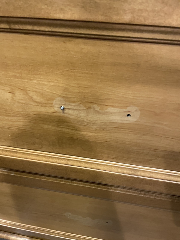 Fixing mismatched stain left by drawer hardware? : r/DIY