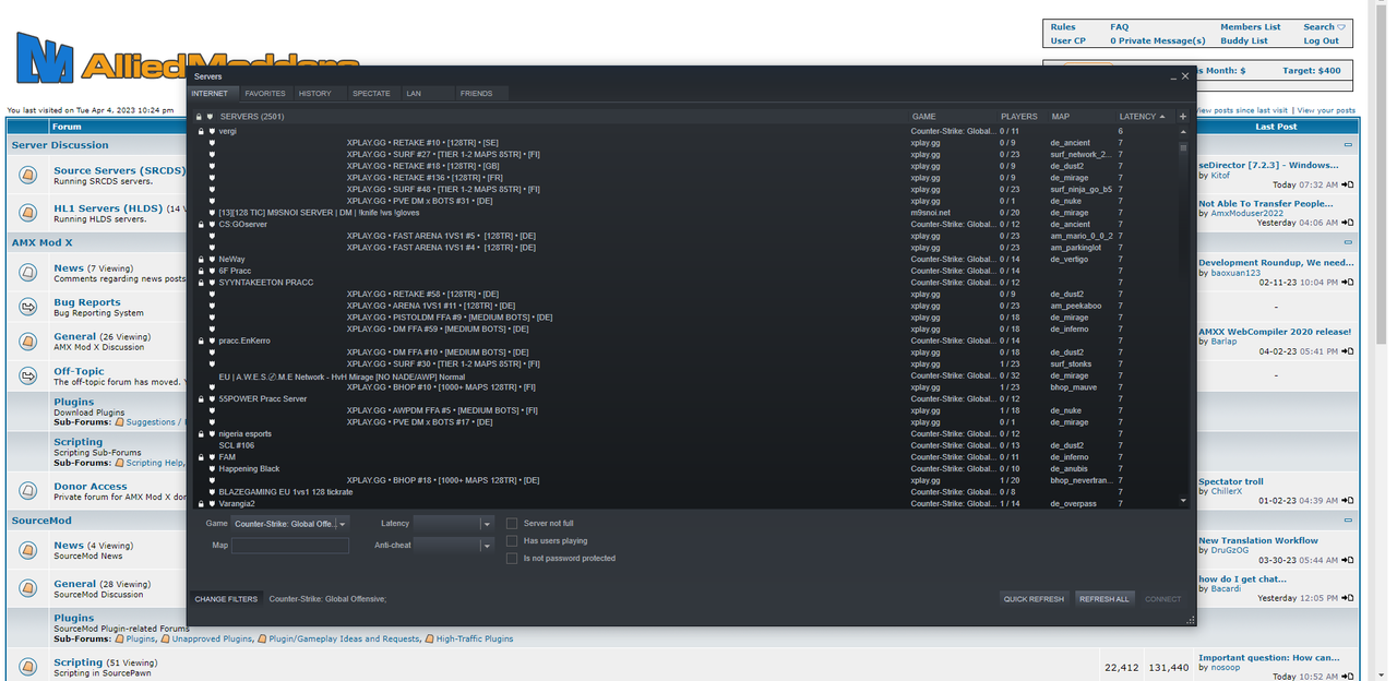 [Solved] [CSGO] Community server list not displaying results - AlliedModders